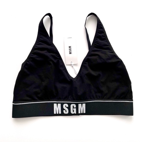 MSGM | Tops | Msgm Underwear Black Logo Sports Crop Top Bra Large ...